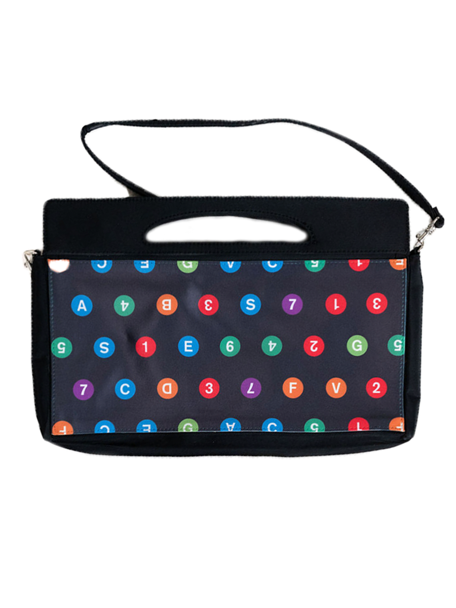 Black Satin Subway Logo Bag with Slot handle – NYC Subway Line