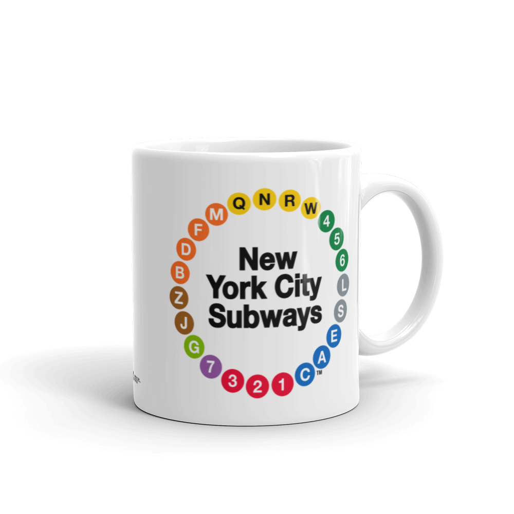 White Multi-Circle Mug | Personalized Mug | NYC Subway Line