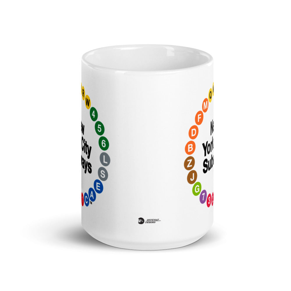 White Multi-Circle Mug | Personalized Mug | NYC Subway Line